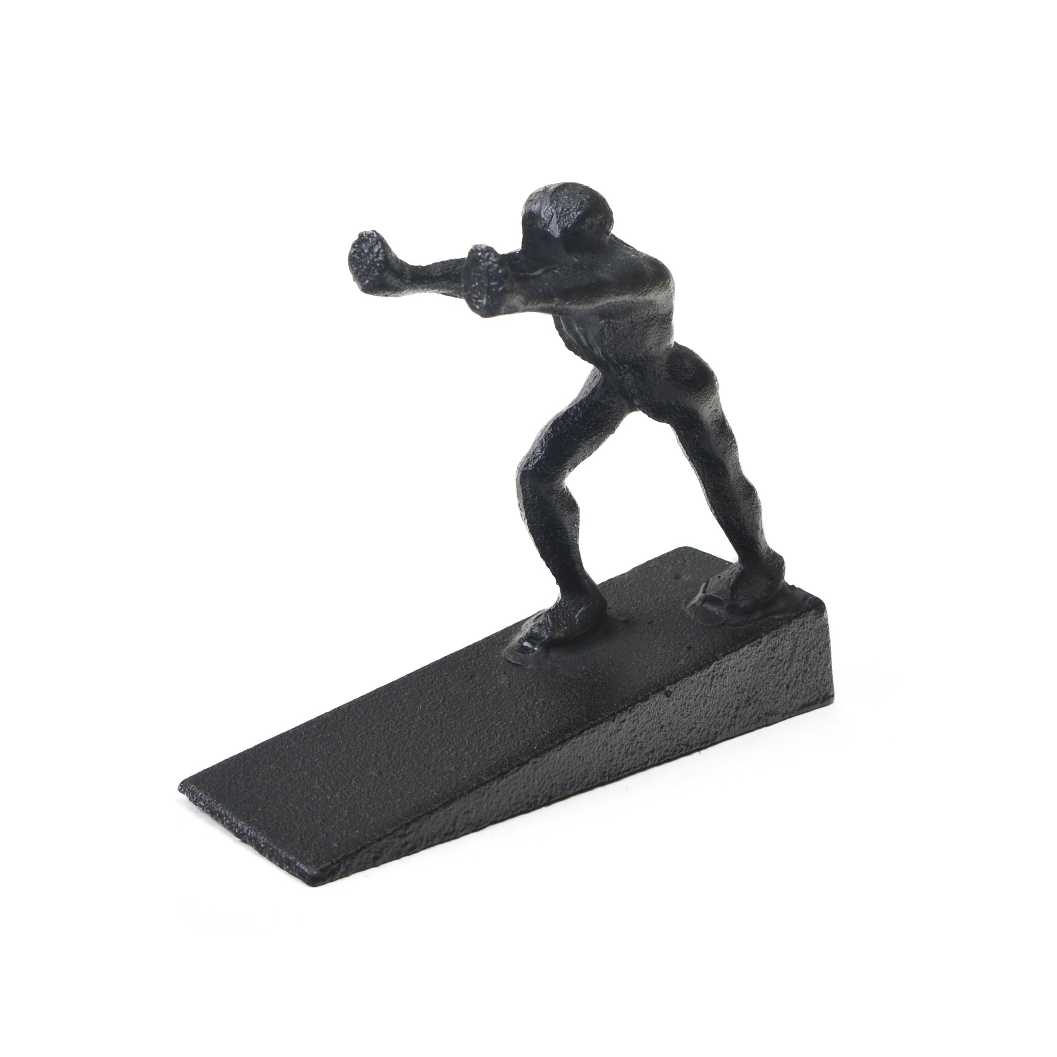 Cast Iron Door Stop - Decorative Rustic Door Stopper - Stop Your Bedroom, Bath and Exterior Doors ďź6.1x5.1"(Strong Man) Black