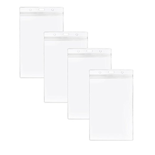 LGEGE 48PCS Transparent Waterproof Extra Large 6x4" Badge Holders (Vertical Style)for Passport ID,Cash,Plane Ticket, Receipts,Credit Card, etc