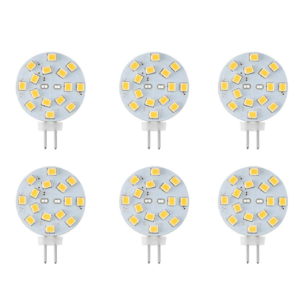 Makergroup 12V G4 LED Bulb 3W Bi-Pin LED Disc Light Bulb 20-30 Watt Equivalent Daylight White 6000K for Puck Lights in RV Trailers Campers Automotive Marine Landscape Lighting 6pcs