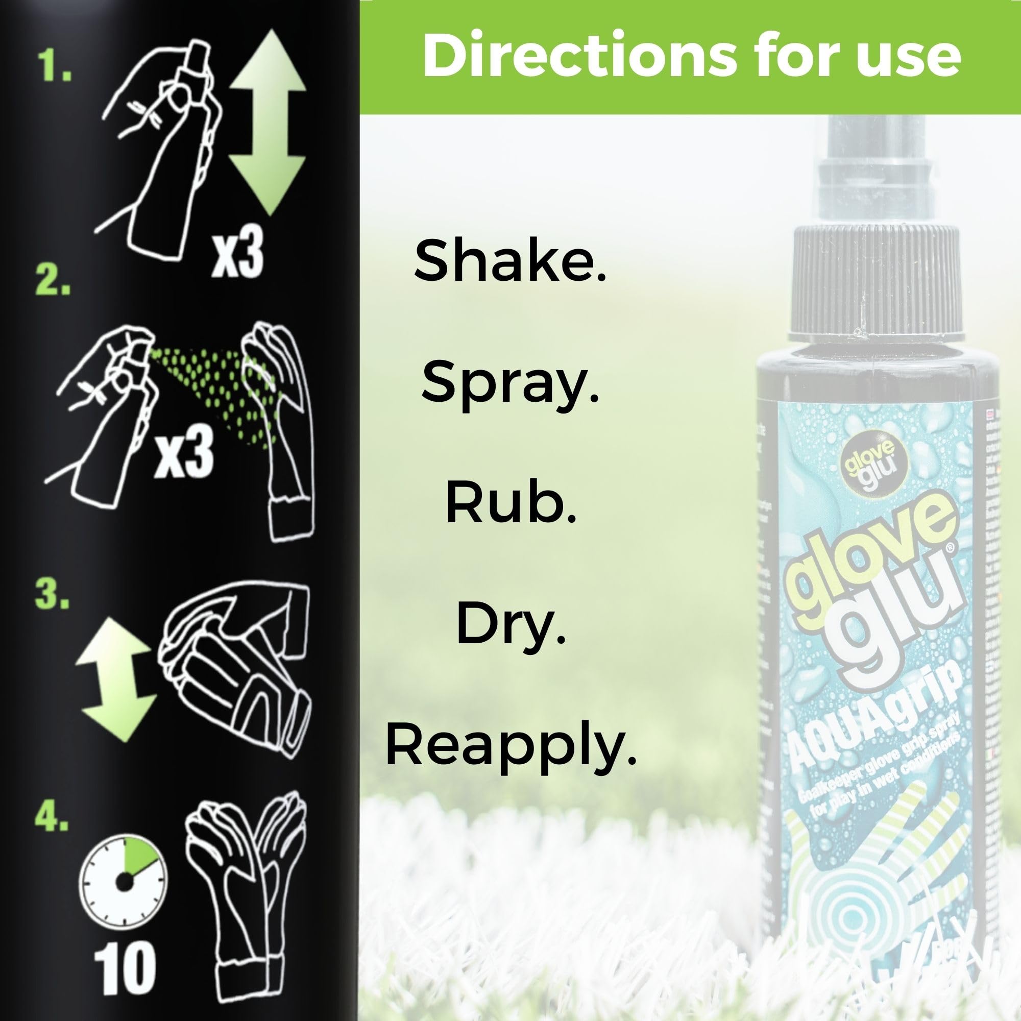 gloveglu 120ml AQUAgrip Goalkeeper Glove Spray - Perfect for Goalkeeping Gloves in Wet Conditions