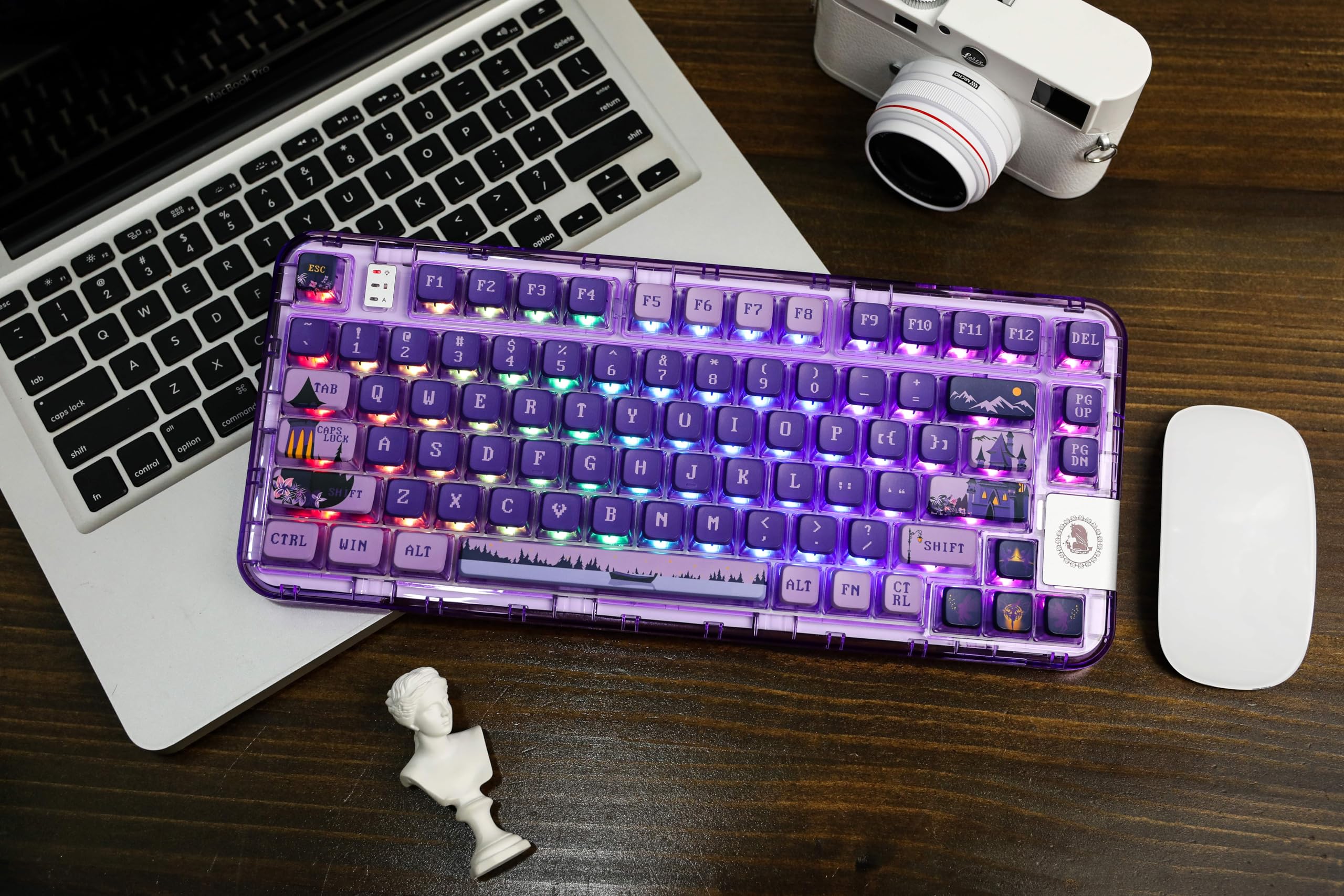 EPOMAKER CK75 75% Transparent Gasket Hot Swap RGB Bluetooth/2.4Ghz Wireless/Type-C Wired Gaming Keyboard with KSA Profile PBT Keycaps, Compatible with Win/Mac/Android(Purple,Clove Switch)…