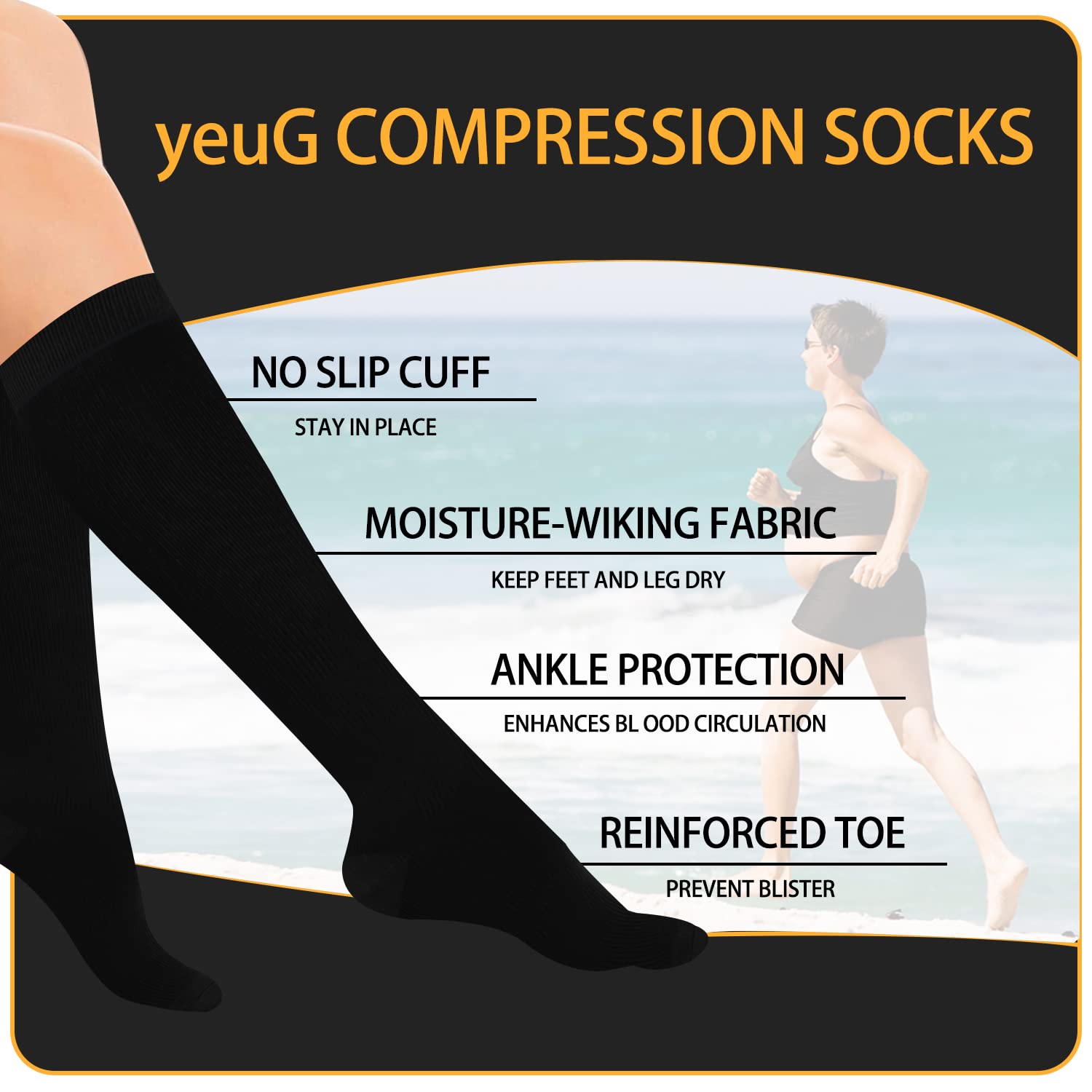 Compression Socks for Women Men Circulation 15-20mmhg Knee High Sock Best for Medical,Running,Nurses,Travel,Athletic(L/XL)