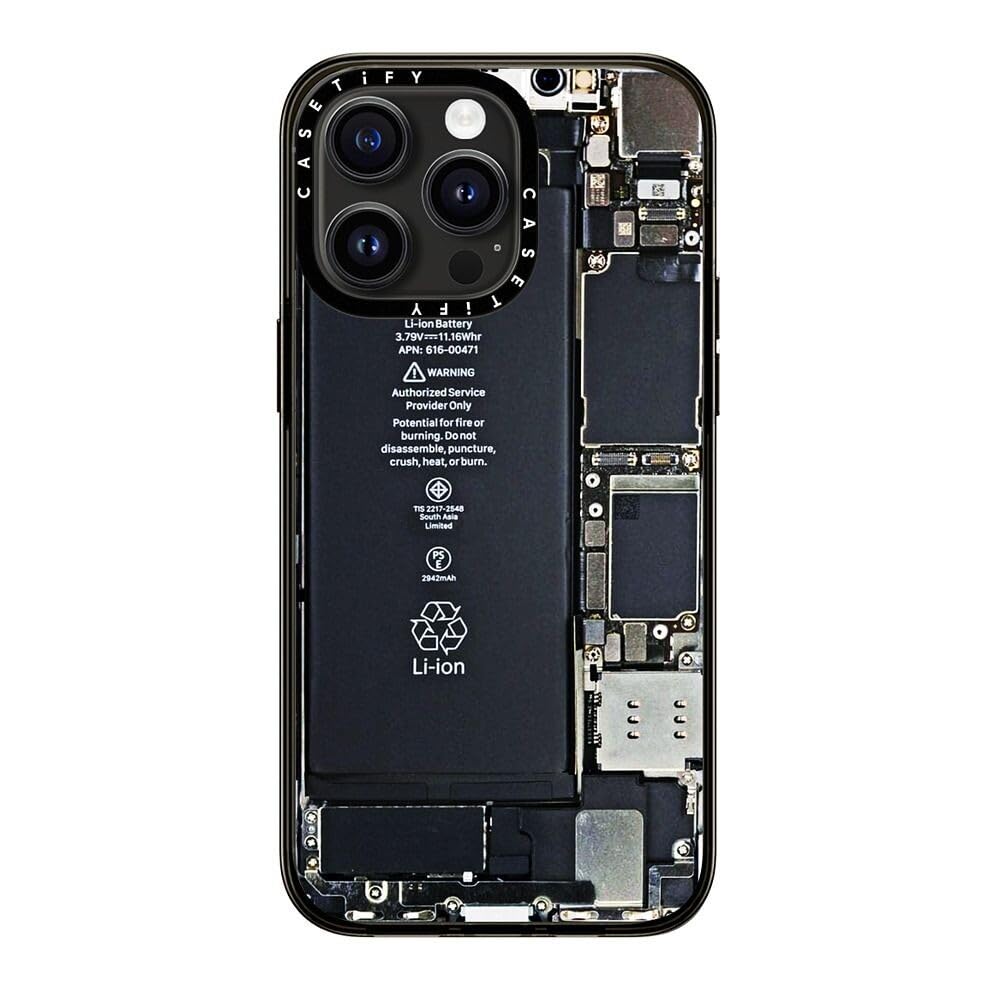 Casetify Compact Case for iPhone 15 Pro Max [2X Military Grade Drop Tested / 4ft Drop Protection] - Inside Parts - Clear Black CTF-8700029-16006040