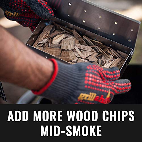 Grillaholics Stainless Steel Smoker Box & Heat Resistant Grill Gloves Bundle