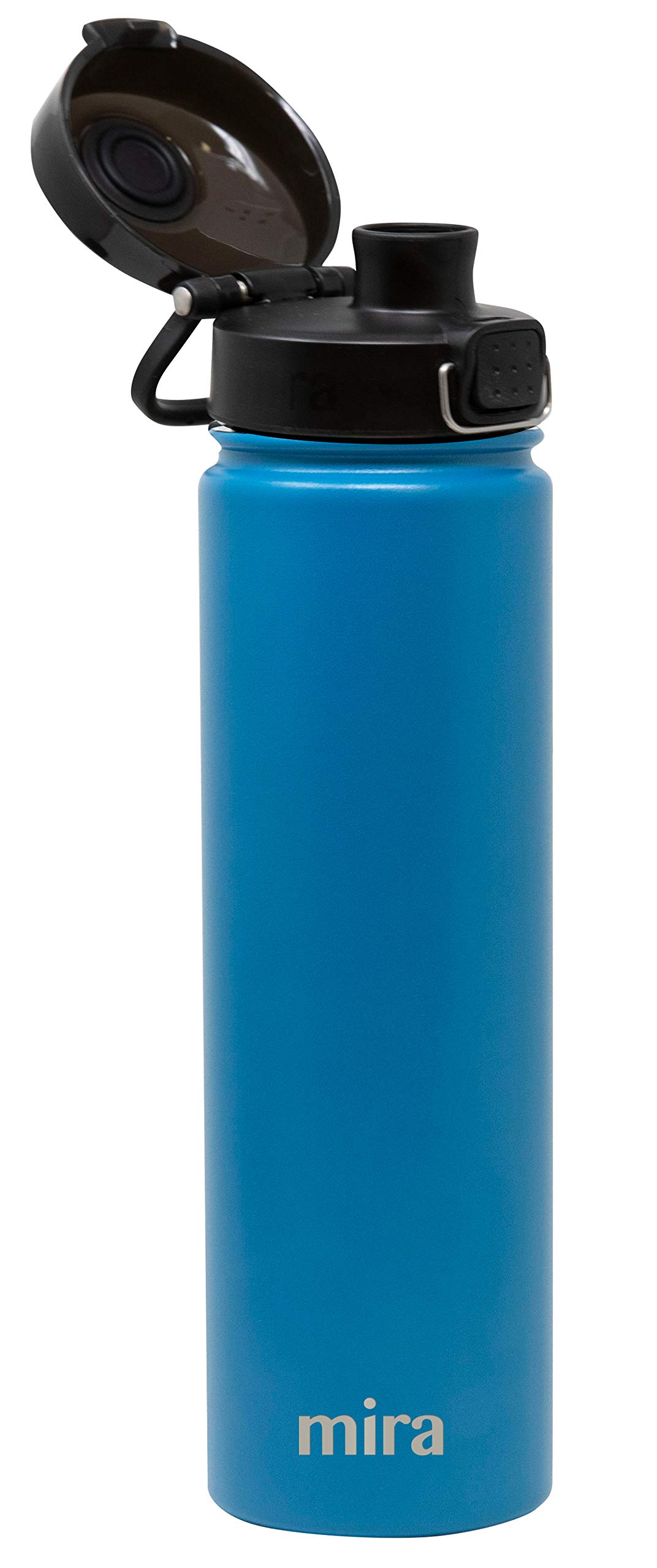 MIRA Stainless Steel Water Bottle - Hydro Vacuum Insulated Metal Thermo Flask Keeps Cold for 24 Hours, Hot for 12 Hours - BPA-Free One Touch Spout Lid Cap - 24 oz Hawaiian Blue