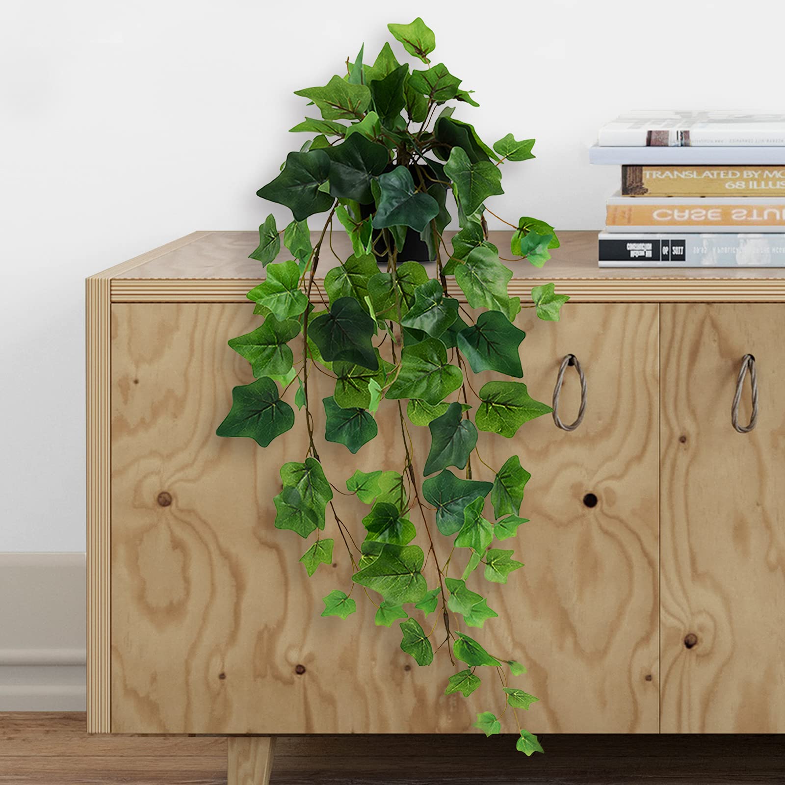 LuckyGreenery Artificial Ivy, Realistic Fake Plant with Plastic Pot for Home Office Garden Decoration (22in Long)