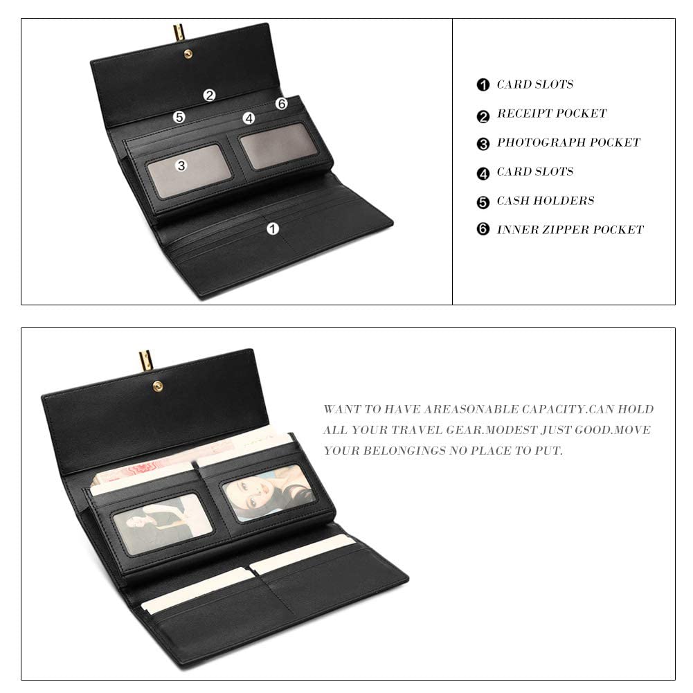 CLUCI Leather Wallet for Women Slim Designer Trifold Ladies Credit Card Holder Light Pale Pink