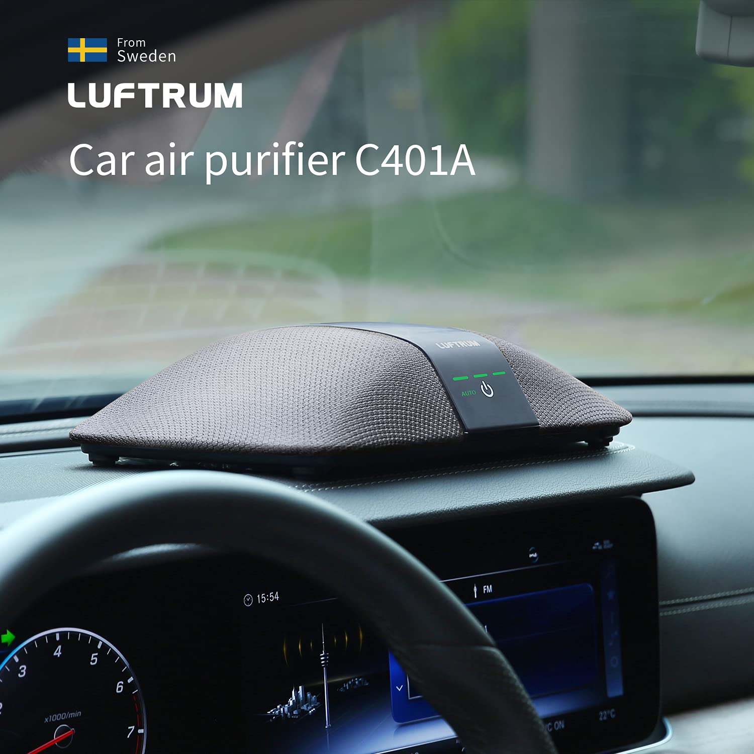 LUFTRUM Portable Car Air Purifier with Double-Rotating Air Purification Duct for Cleans Air, Collect Dust, Remove Odor, Quiet 99.9% Removal to 0.1 Microns, Ideal for Your Love Vehicle(Grey)