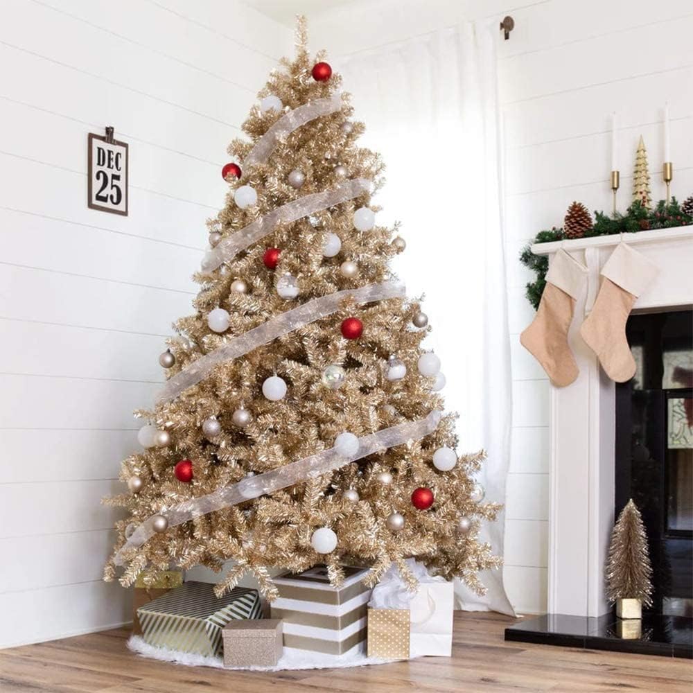 Christmas Tree Skirt, PHITRIC 48 Inches White Faux Fur Tree Skirt for Christmas Tree Decorations, Soft Thick Plush Xmas Tree Mat for Christmas Decor, Holiday Tree Skirts for Artificial Trees