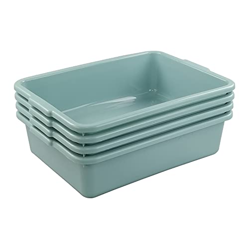 Xyskin 4 Packs Plastic Rectangle Utility Bus Box, Commercial Totes Tubs, 13 L