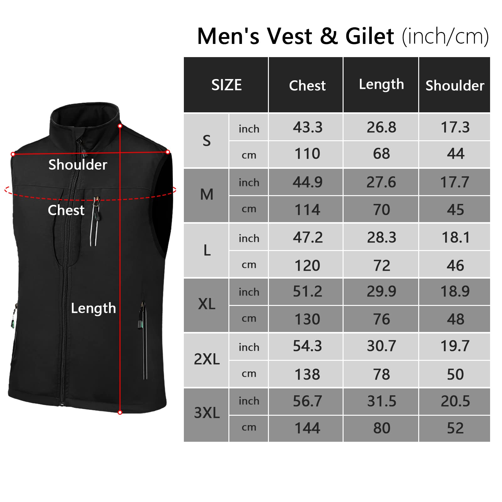 Clumor Men's Running Golf Vest Windproof Reflective Sports Outerwear Lightweight Softshell Short Sleeve Jacket for Cycling Hiking(3XL/Black