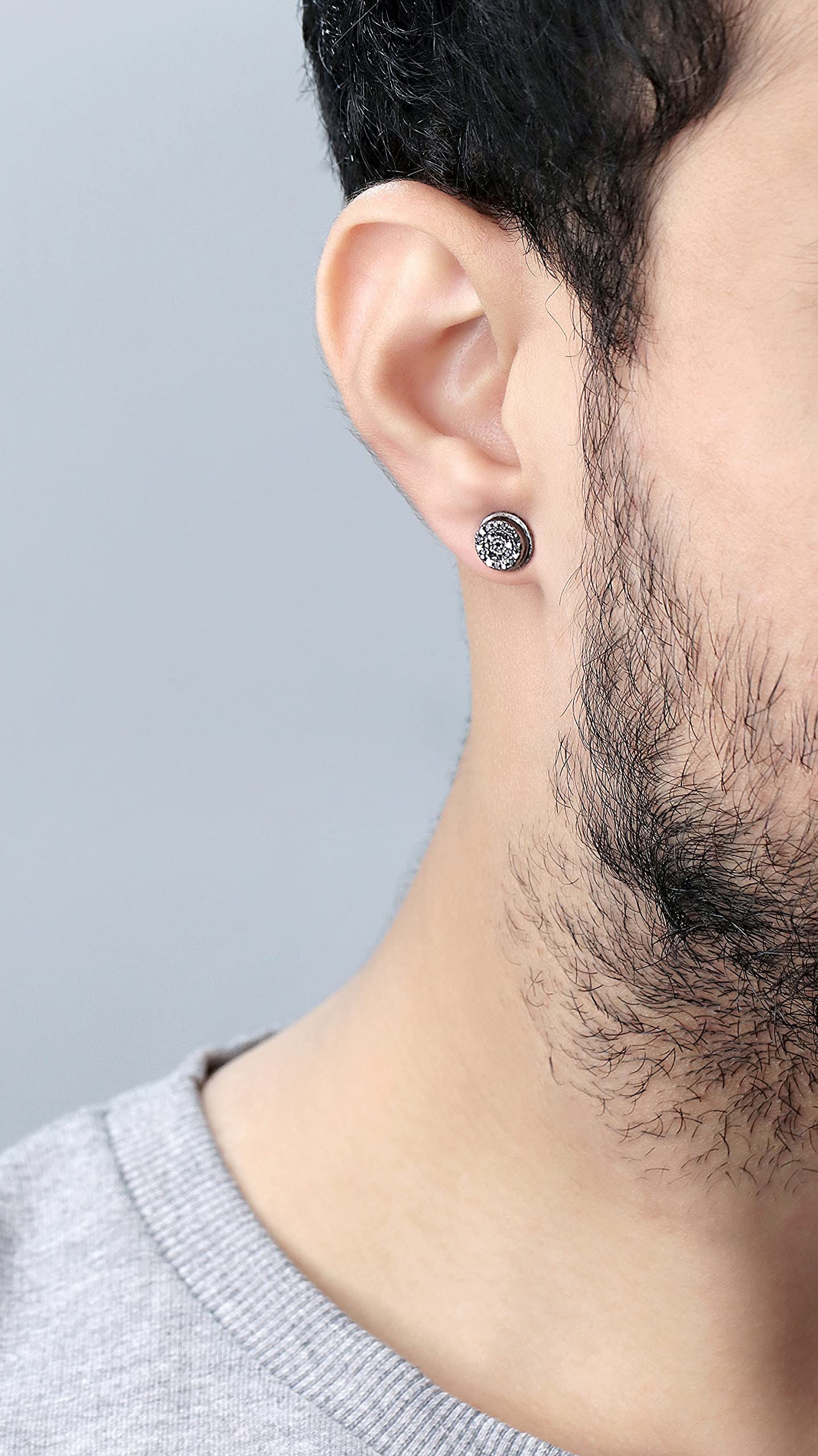 Dazzlingrock Collection Round Black Diamond Double Halo Style Screwback (Unisex) Stud Earring in Black Plated 925 Sterling Silver (0.25 ctw, Color Black, Clarity Opaque)