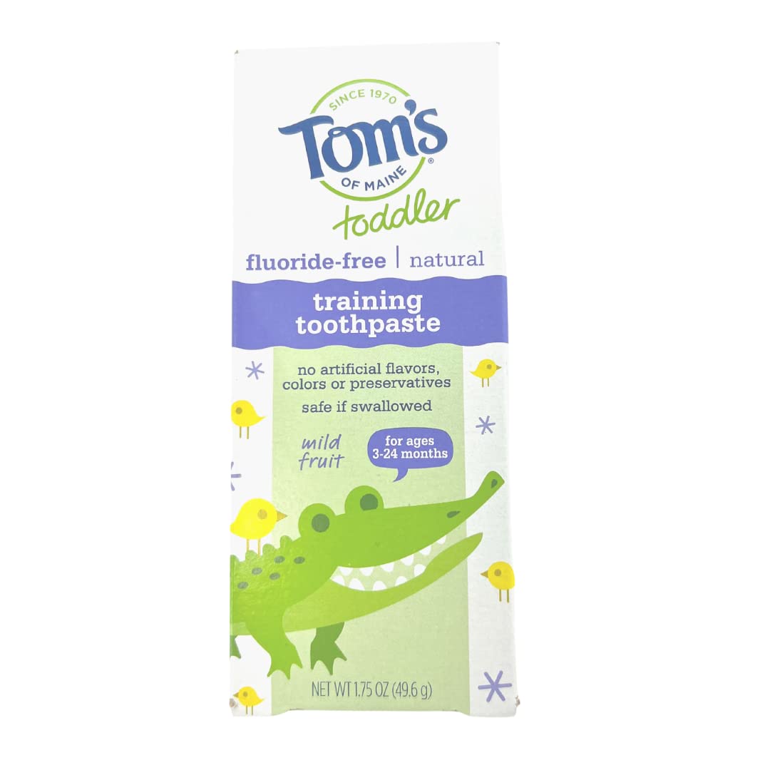 Dauntless Merch Easy to Grip Baby Toothbrush, and Fluoride Free Toddler Training Toothpaste, Mild Fruit Flavor, 1.75 oz. Starter Set.