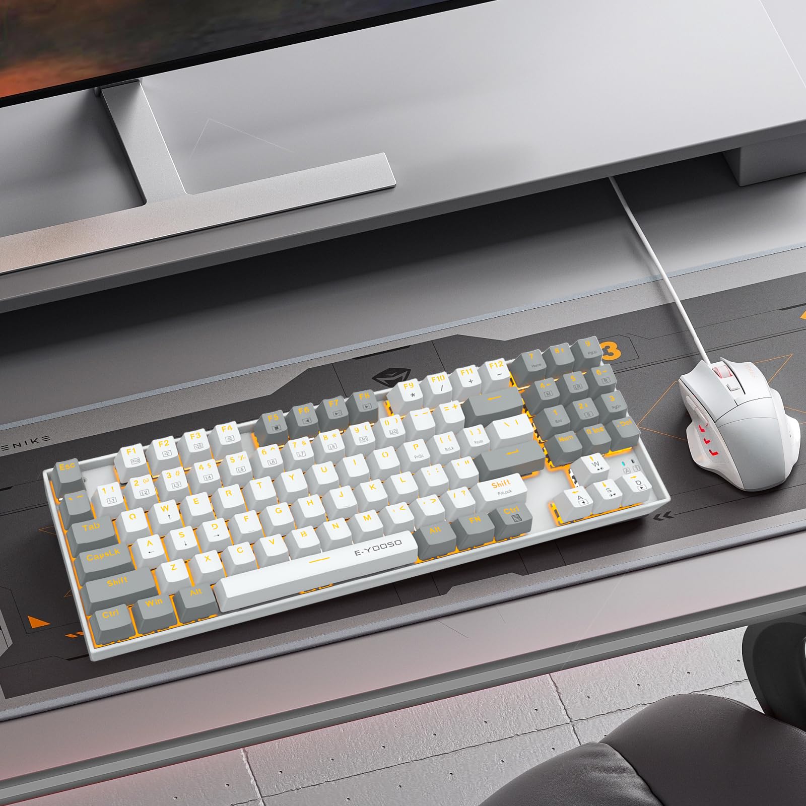 DEANEEK Mechanical Keyboard 89 Keys LED Backlight Tenkeyless W/Nampad Gaming Keyboard, USB Wired Computer Keyboard with TKL Tenkeyless Hot-Swappable Ultra-Slim Anti Ghosting Z-13GW (Red Switch)