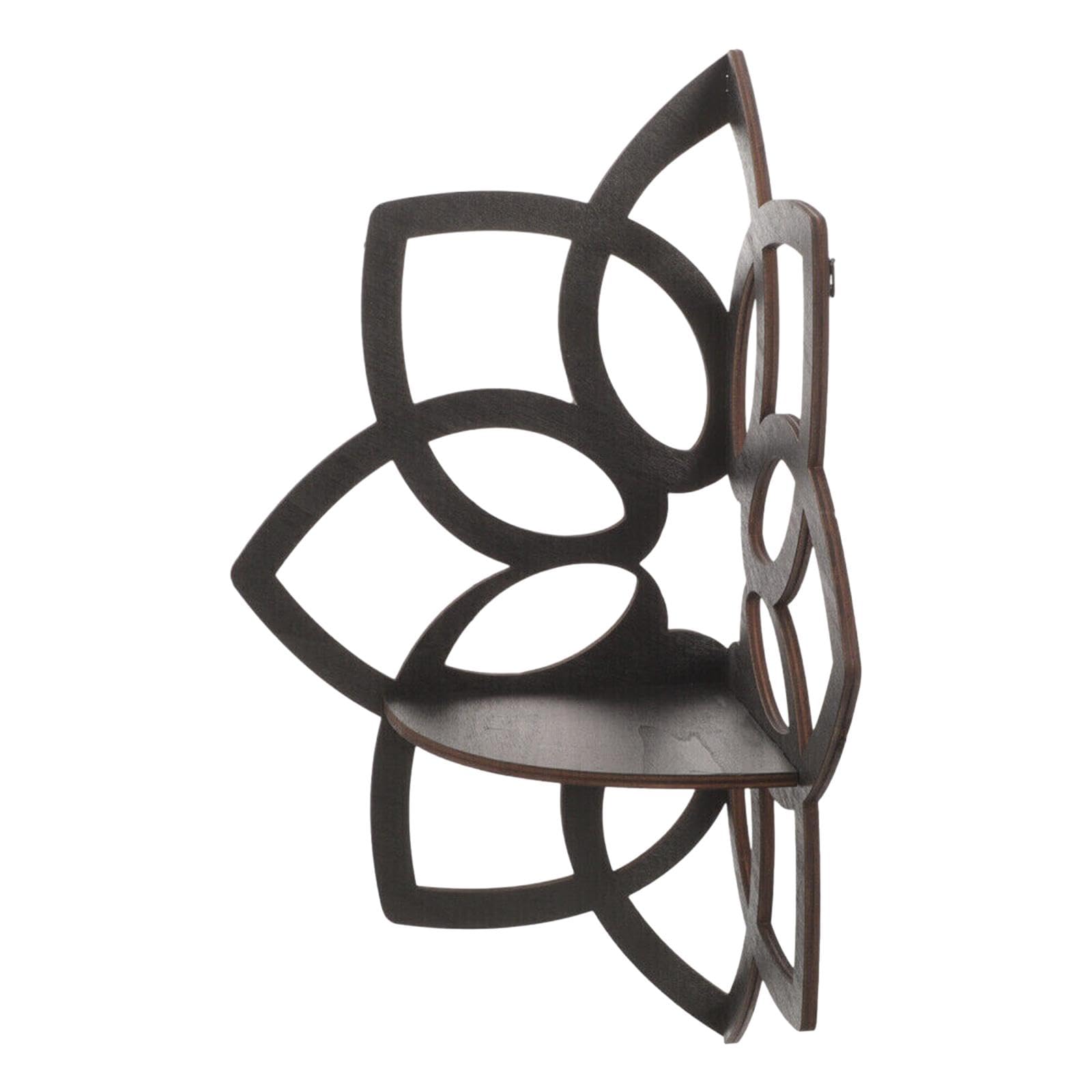 KLKCMS Flower Shape Corner Shelf,Wall Corner Shelf, Home Decoration Rack, Flower Shape Storage Rack, Wood Floating Shelves