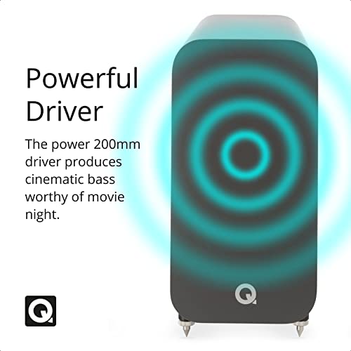 Q ACOUSTICS 3060S Active Subwoofer Graphite Gray - Enclosure Type: Infinite Baffle, 8" Driver, 150 Watt Class D Amplifier - Powered Home Audio Subwoofers for Home Theater Sound System