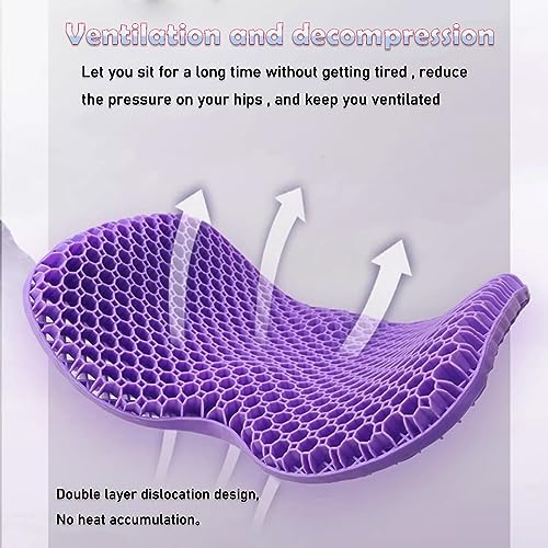 Found Notice 3D Gel Seat Cushion,Cooling & Soft & Breathable,for Office Chairs, Car Seat Cushion for Long Sitting, Wheelchair Pads for Tailbone Pressure Relief Butt & Back Pain, Purple/Black