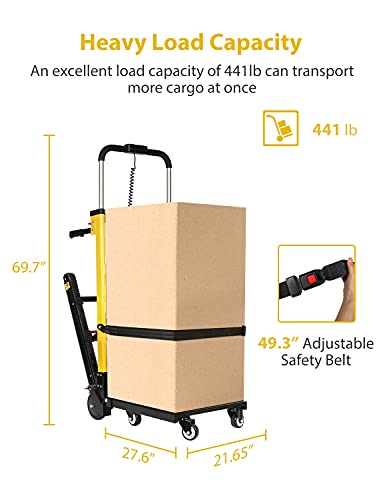 Electric Stair Climbing Hand Trucks - with Removable Extension Tray - 440lbs Load Capacity Folding Stair Climbing Dolly - 1500 Steps Stairs with Rubber Tracks - for Easy Up Down Stairs