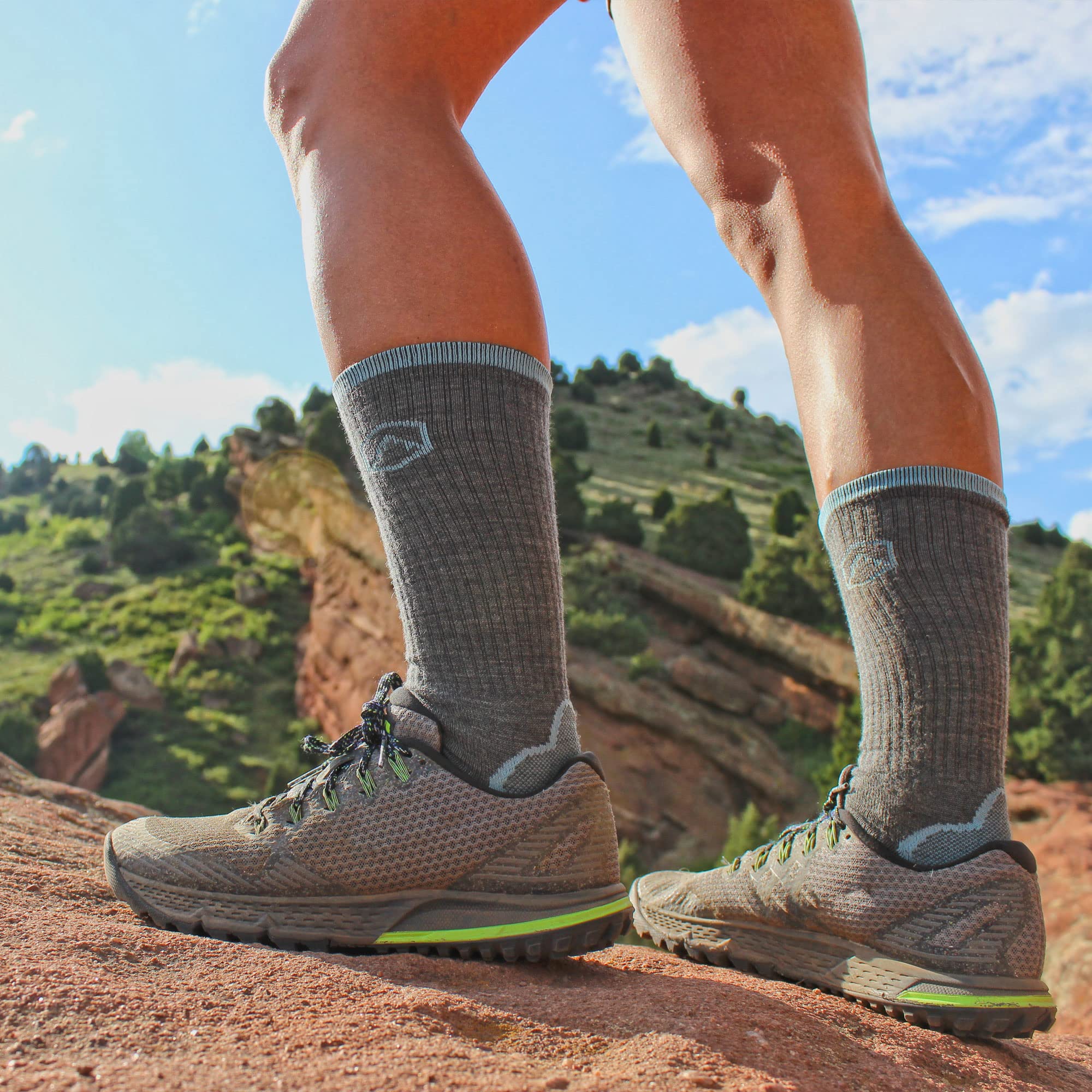 CloudLine Merino Wool Ultralight Crew Hiking Socks - Seamless Toe, Moisture Wicking, & Breathable Blister Prevention - Large PNW Green
