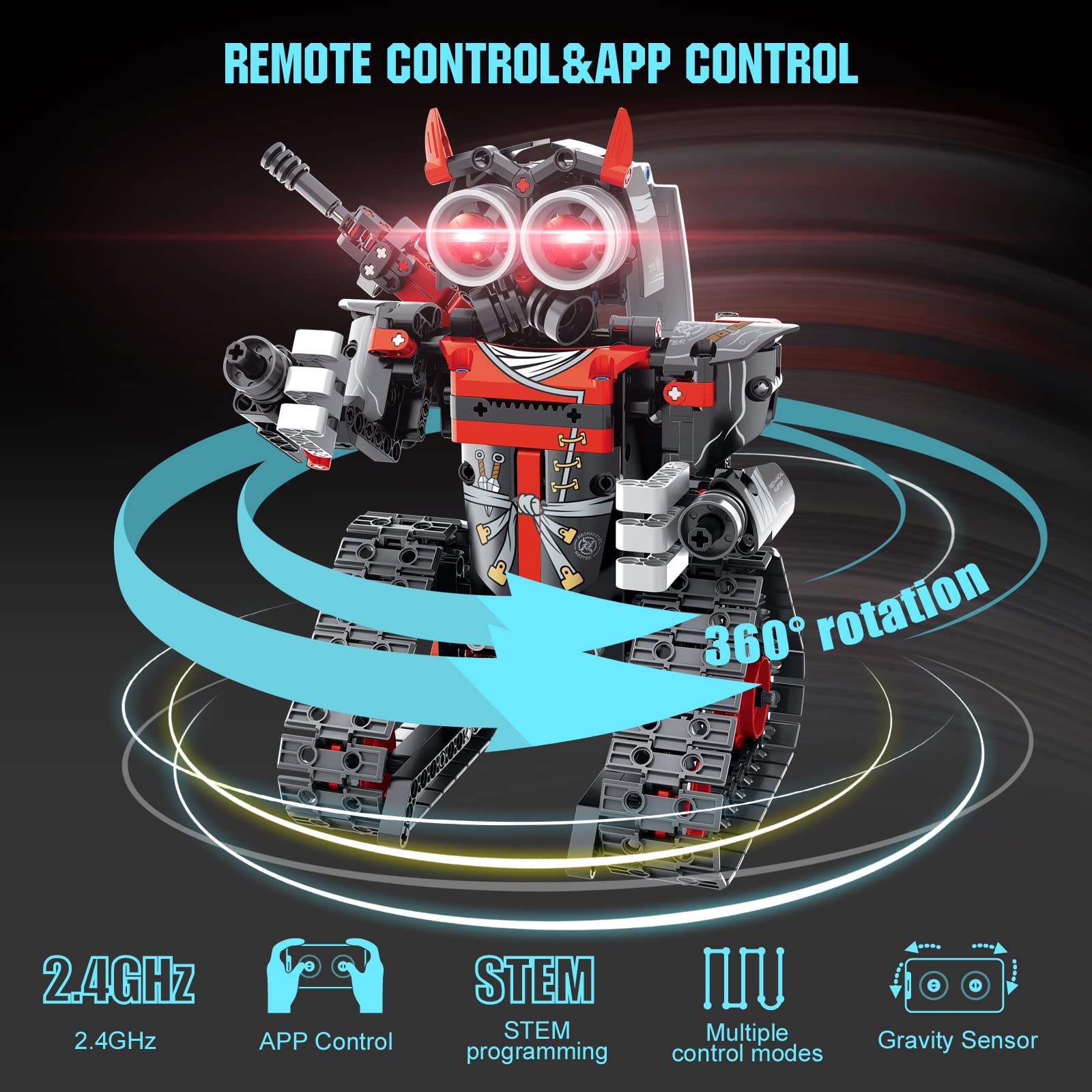 VINTOP Remote Control Robot Building Kit for Boys 6-12, 3-in-1 STEM Remote & APP Controlled Coding Gear Robot/Tank/RC Car, 419 Pcs Science Learning Educational Building Blocks Toy Set Gift for Kids