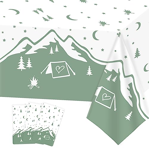 ssailue decor 3pcs Camp Bachelorette Party Disposable Tablecloth,Mountain Camp Bachelorette,Weekend in The Woods for Girls Bridal Shower Wedding Engagement Party Decorations