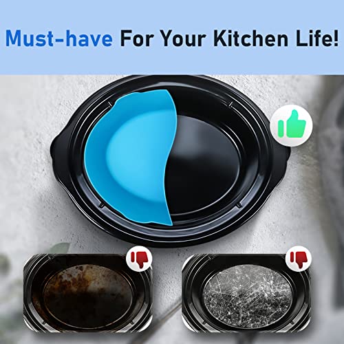 Silicone Slow Cooker Liners fit 6QT Crockpot Silicone Crock Pot Liners 2 IN 1 Reusable Leakproof Dishwasher Safe BPA Free Cooking Liners(2Packs Grey+Blue)