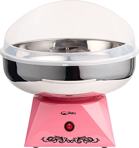 The Candery Cotton Candy Machine with Stainless Steel Bowl 2.0 and Floss Bundle- Flossing Sugar Floss, Sugar-Free Candy for Birthday Parties Fairs, Festivals- Includes 5 Floss Sugar Flavors 12oz Jars and 50 Paper Cones & Scooper