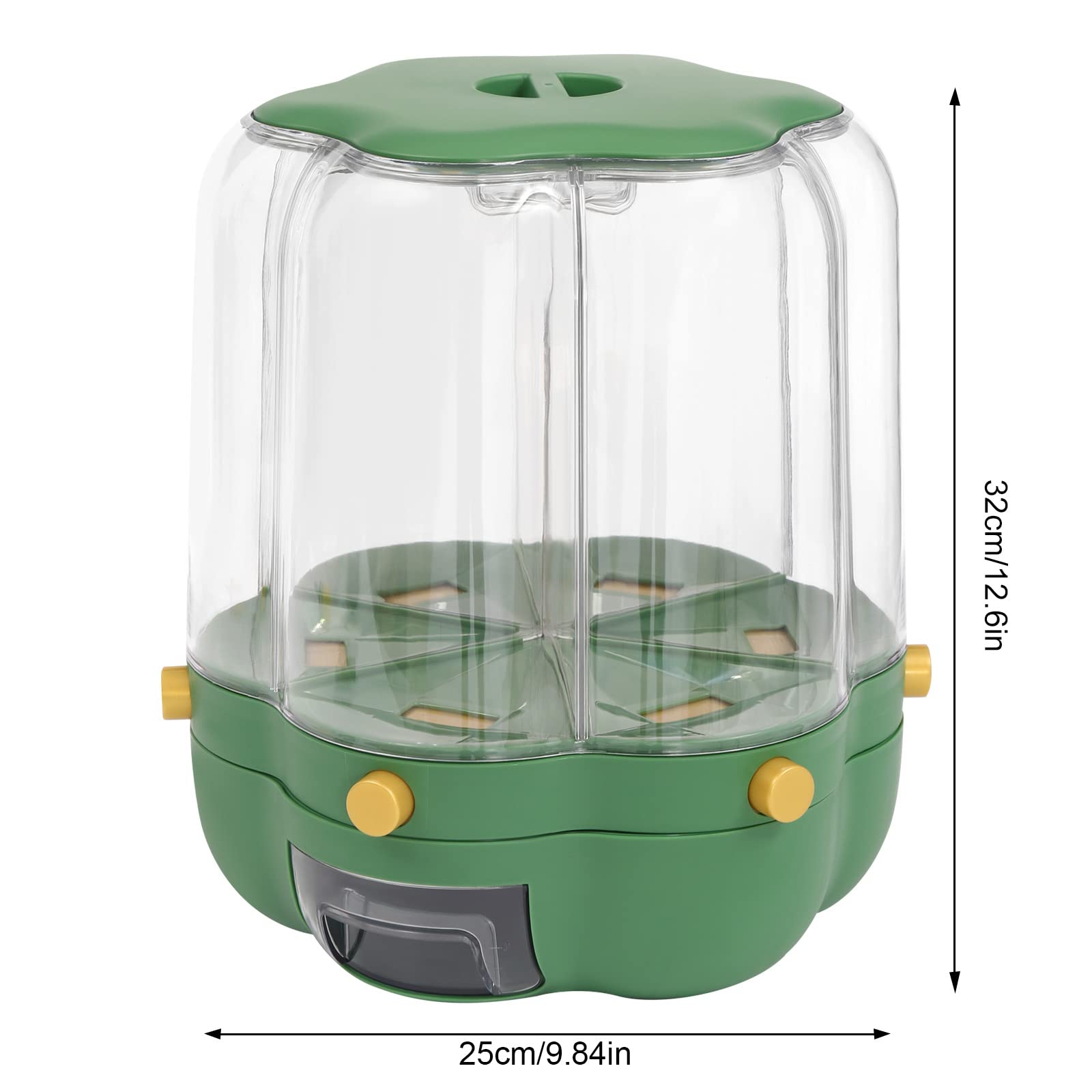 Gagalayong Cereal Grain Container Storage, 6 Compartment Separate Rice Dispenser, 360° Rotating Grain Storage Food Dispenser with Lid for Peanut Barley Millet and Large Grain Cereal (27.55lbs