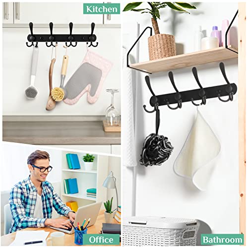 Kenning 4 Pack Coat Rack Wall Mounted with 4 Tri Metal Coat Hooks for Hanging Clothes Hat Keys Towel, Heavy Duty Stainless Steel Coat Hanger Wall Hooks Rack for Bathroom, Bedroom, Entryway