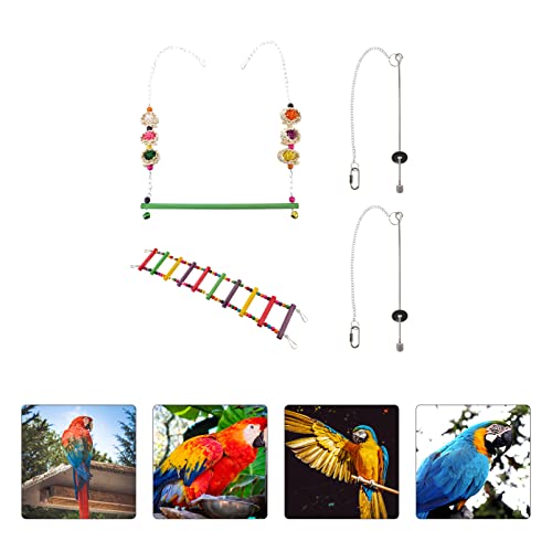 PATKAW Chicken Swing Toys 8 Pcs Parrot Bird Toy Bird Perch Bird Cage Hammock Toy Set Wooden Hammock Wooden Swing