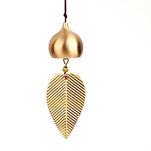 Gold Leaf Hanging Bell Good Luck Bell Wind Chime Home Window Decoration Bell for Wealth and Safe Pendant Chinese Feng Shui Bell