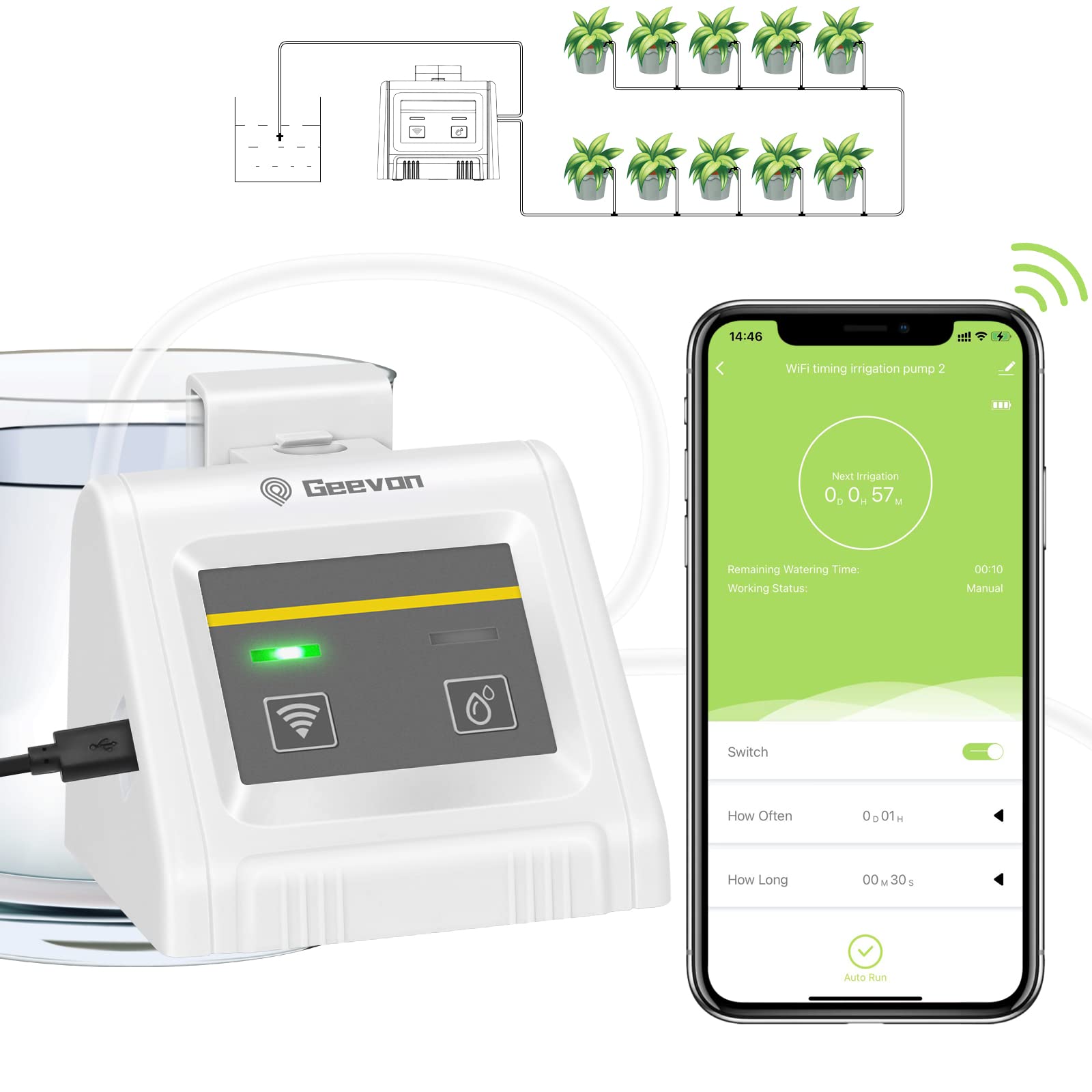 Geevon WiFi Automatic Watering System for Indoor Potted Plants
