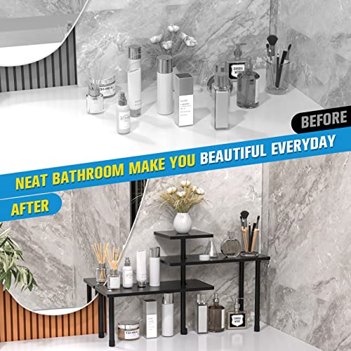 JayRex Countertop Corner Shelf, 3 Tier Moveable Organizer for Bathroom Counter, Make Up, Dresser Table, Desktop (Black)
