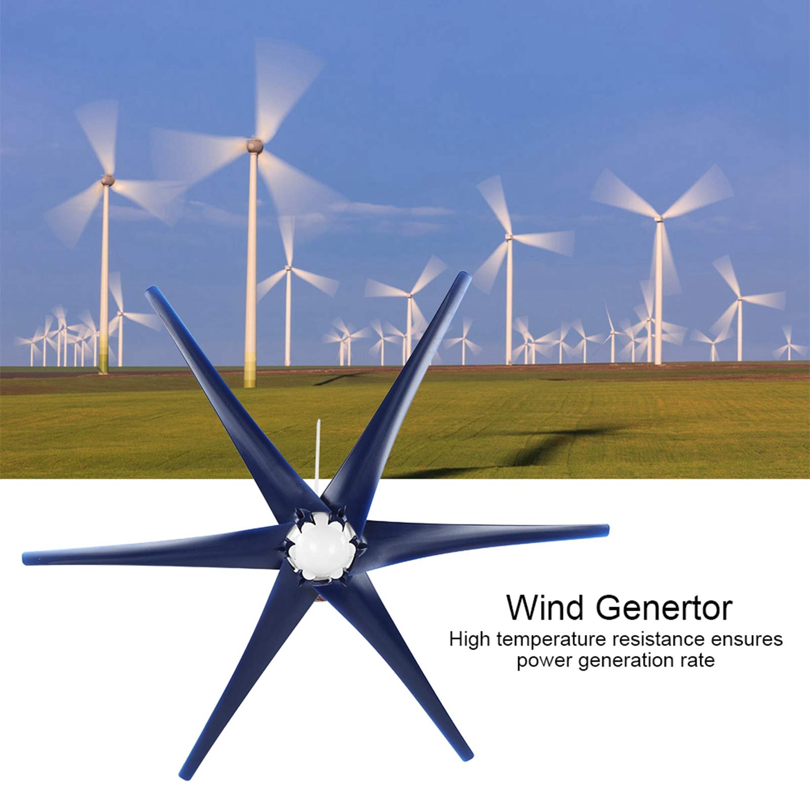 Hilitand 800W Windmill Turbines Generator Small 6 Blade Wind Industrial Machinery Equipment for Marine Home Charging (Blue 12V)