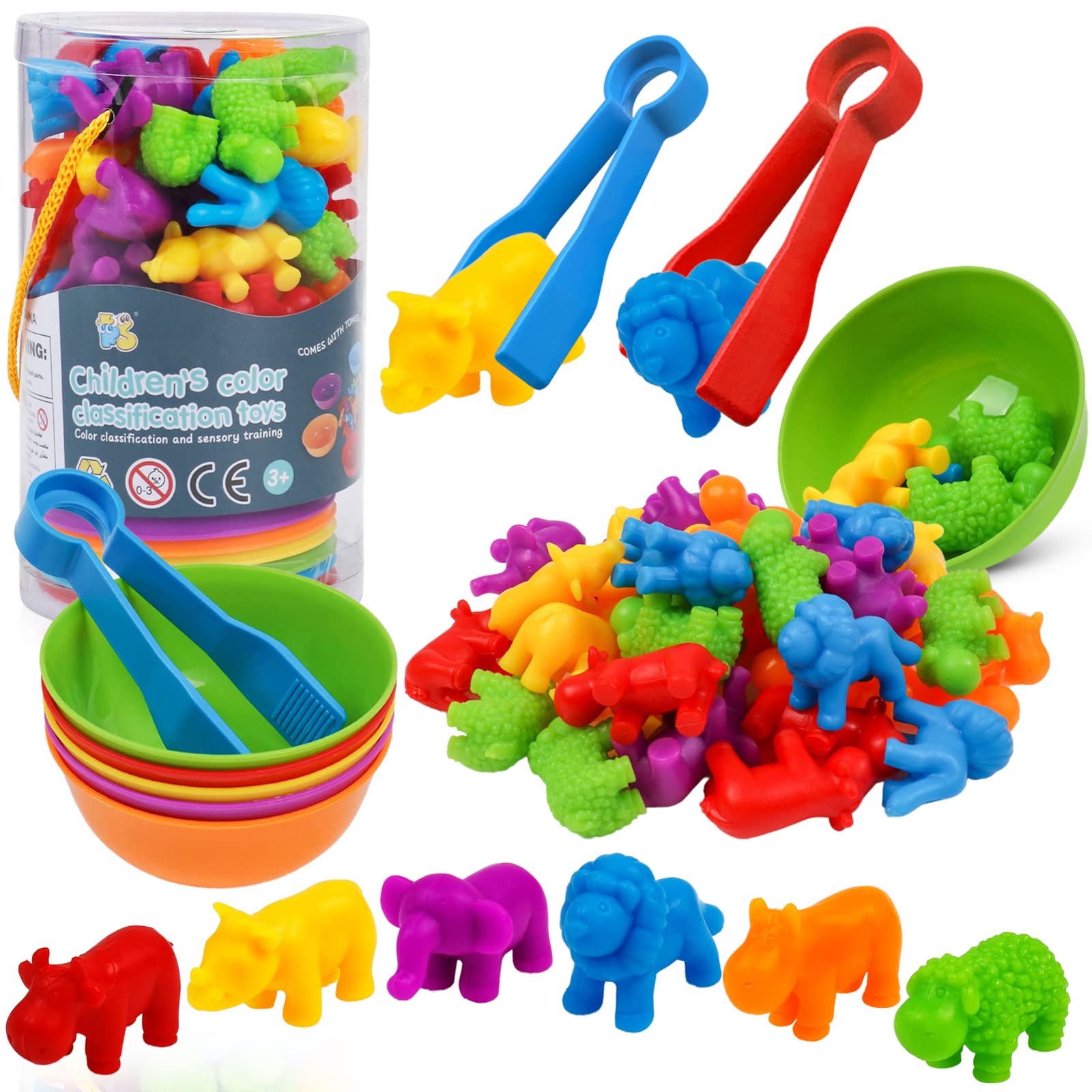 Counting Animals Toys Matching Games with Sorting Bowls Sorting Toys for Toddlers Preschool Learning Activities for Math Color Sensory Montessori Fine Motor Skills Toys for 3 4 5 Years Old Boys Girls