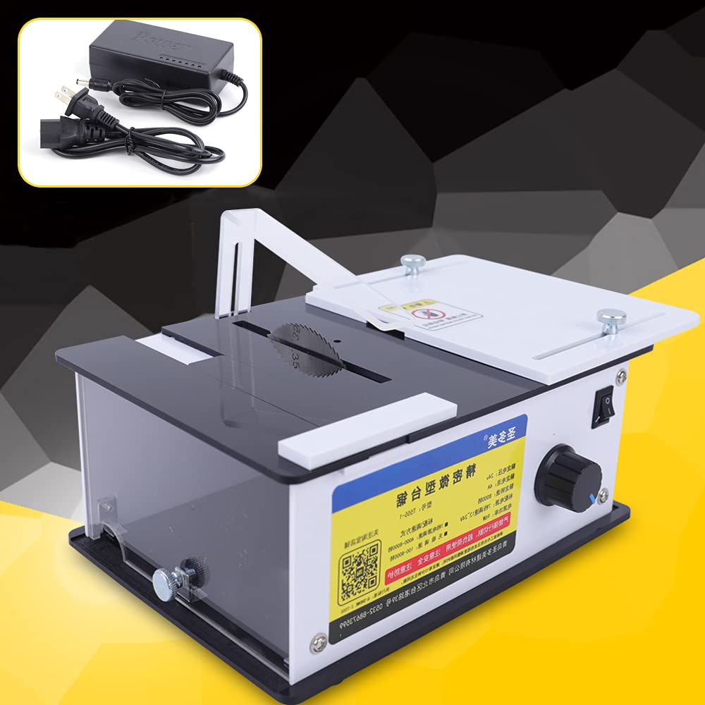 Electric Table Saw Cutter, Small Cutting Machine, Portable Woodworking Table Saw for DIY Handmade Wooden Model Crafts, Plastic, Wood, Glass, Stone, Top Cut Off Sliding Saw Benchtop Table Cutting Saw