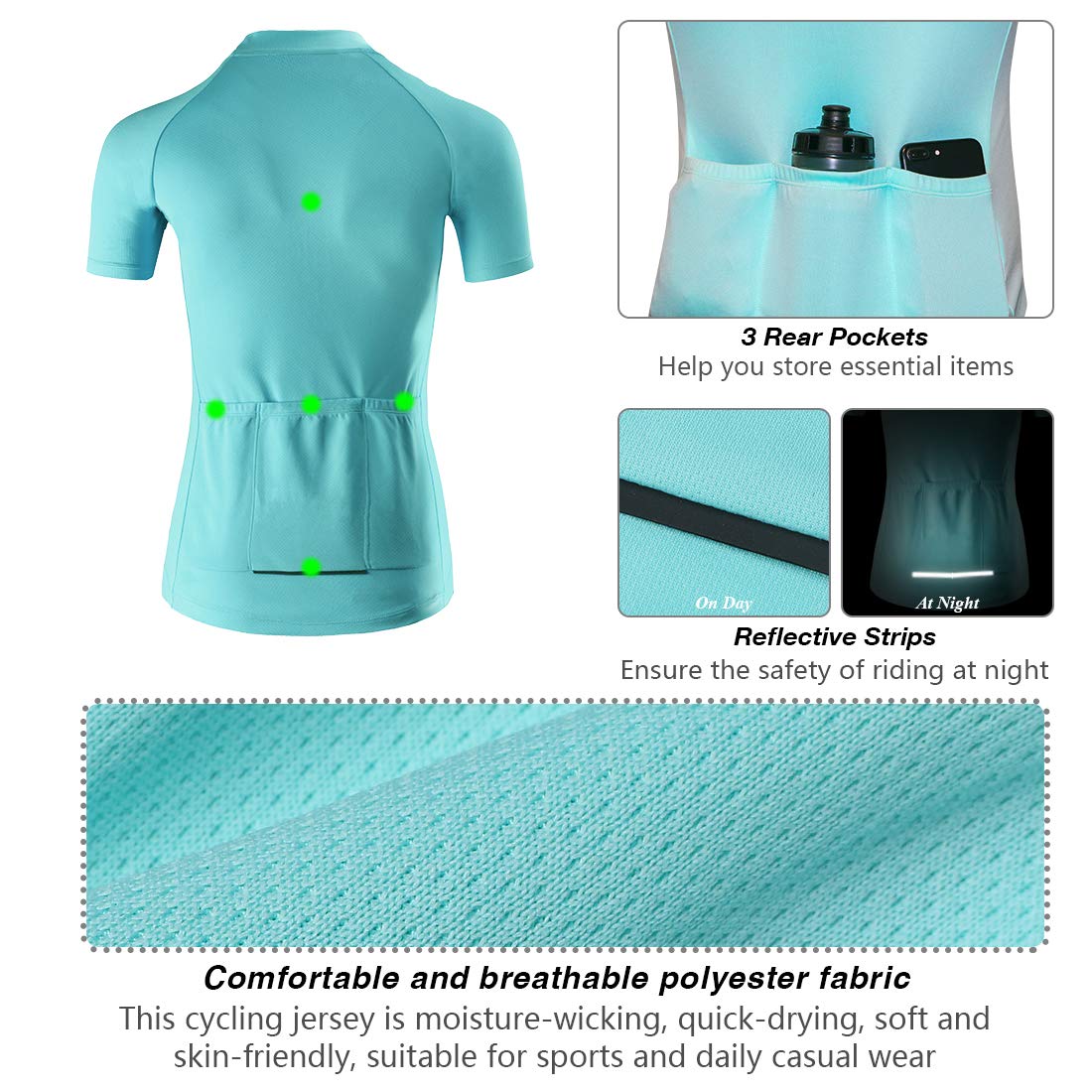 CATENA Women's Cycling Jersey Short Sleeve Shirt Running Top Moisture Wicking Workout Sports T-Shirt Blue