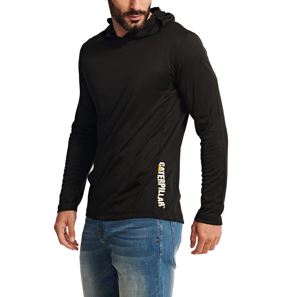 Caterpillar Men's Standard Coolmax Lightweight Pullover Hoodie, Black, Large