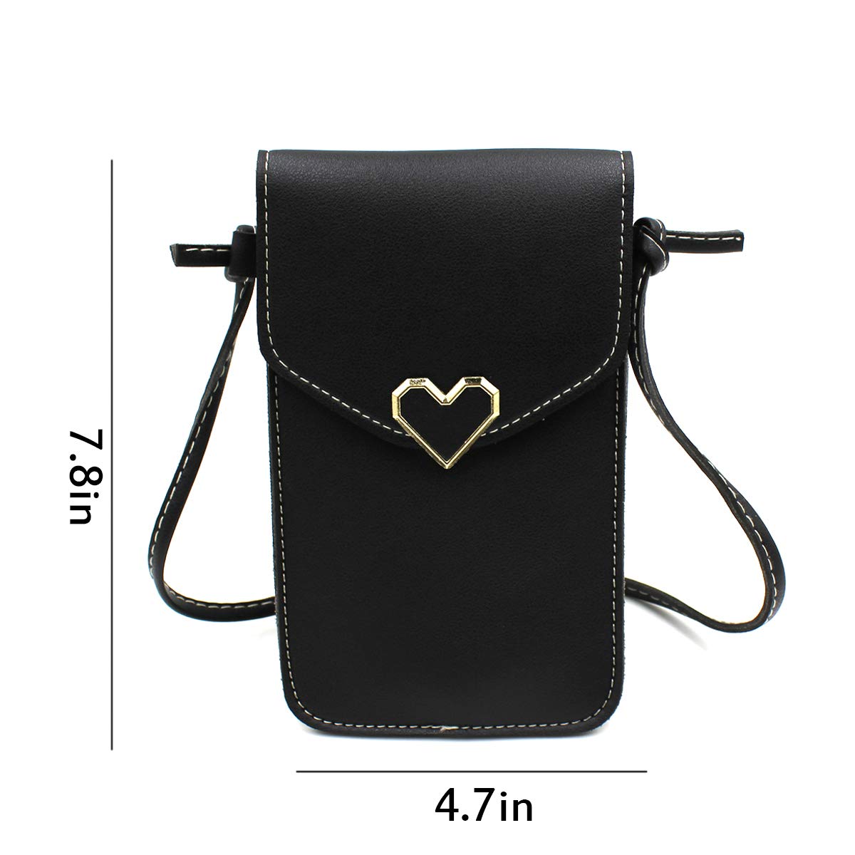 RARITYUS Multi-Layer Mini Crossbody Cell Phone Pouch Purse PU Leather Shoulder Bag with Touch Screen Window for Women Girls
