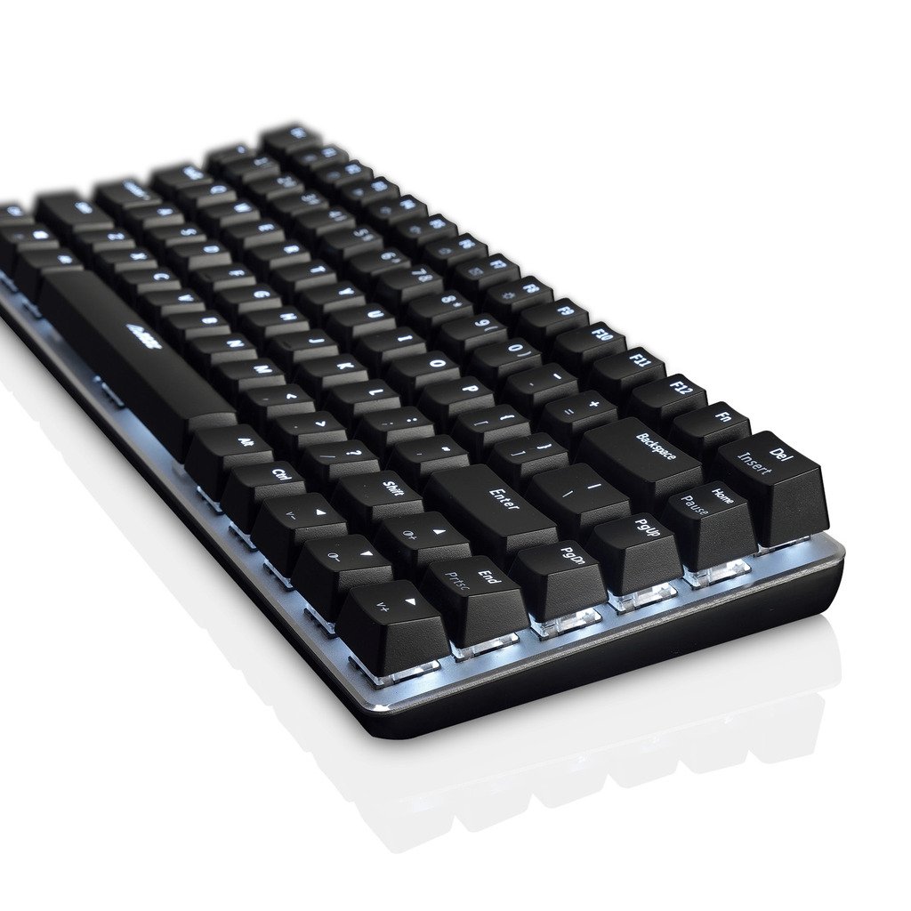 Qisan Gaming Keyboard Mechanical Wired Keyboard Blue Switch Backlight Keyboard 82-Keys Extreme Simple Design Black