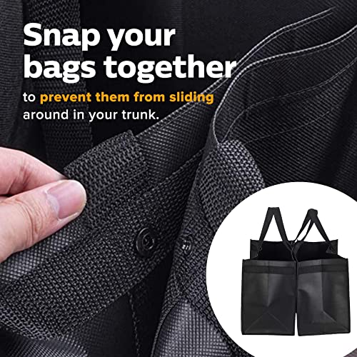 Homemell Reusable Grocery Bags Heavy Duty Foldable Shopping Bags - Extra Strength Large Size Black Collapsible Tote (10 Pack Value Bundle)