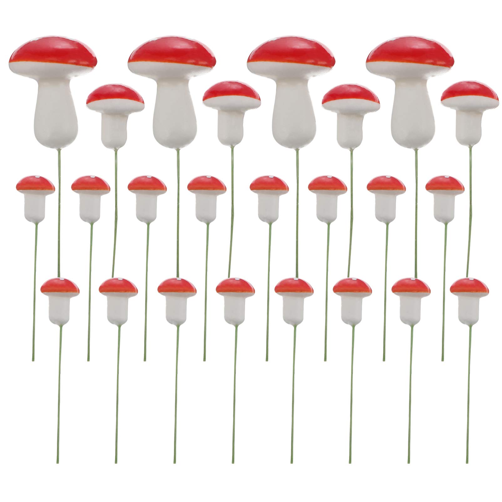 DOITOOL 50pcs Mini Foam Mushroom for Garden Ornament Flower Pots Bonsai Micro Landscape Decor (Red)