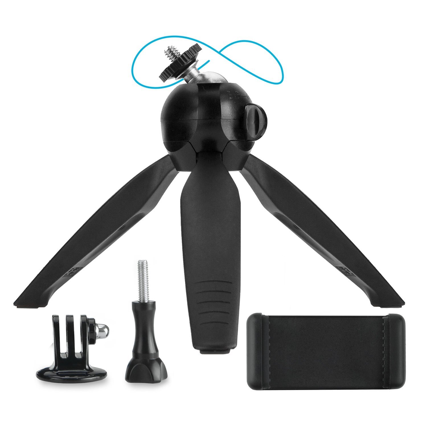CamKix Premium 3in1 Tripod Base & Hand Stabilizer Grip Compatible with GoPro Hero 8 Black, 7, 6, 5, Black, Session, Hero 4, Session, Black, Silver, Hero+ LCD, 3+, 3, DJI Osmo Action Cams & Smartphone