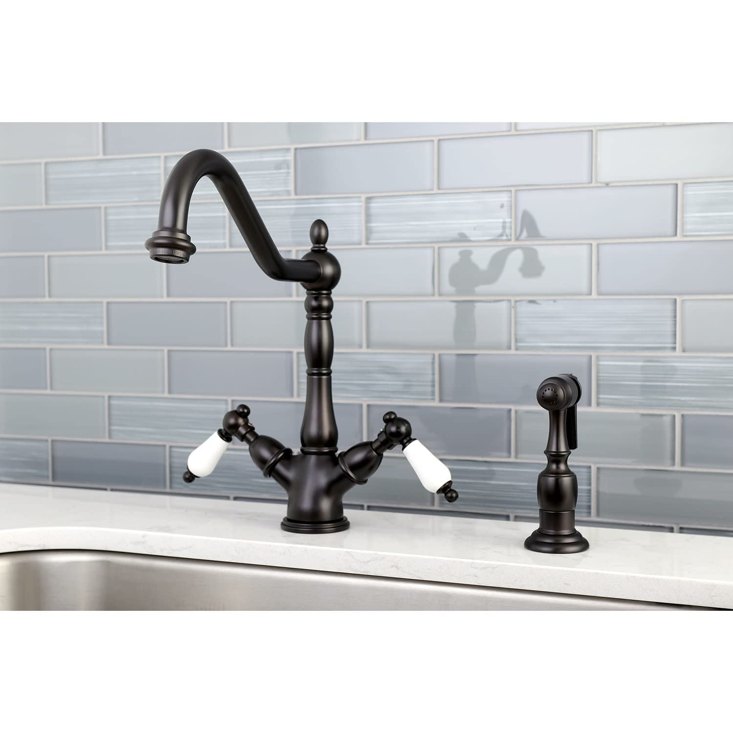 Kingston Brass KS1231PLBS Heritage Kitchen Faucet, 8-9/16", Polished Chrome