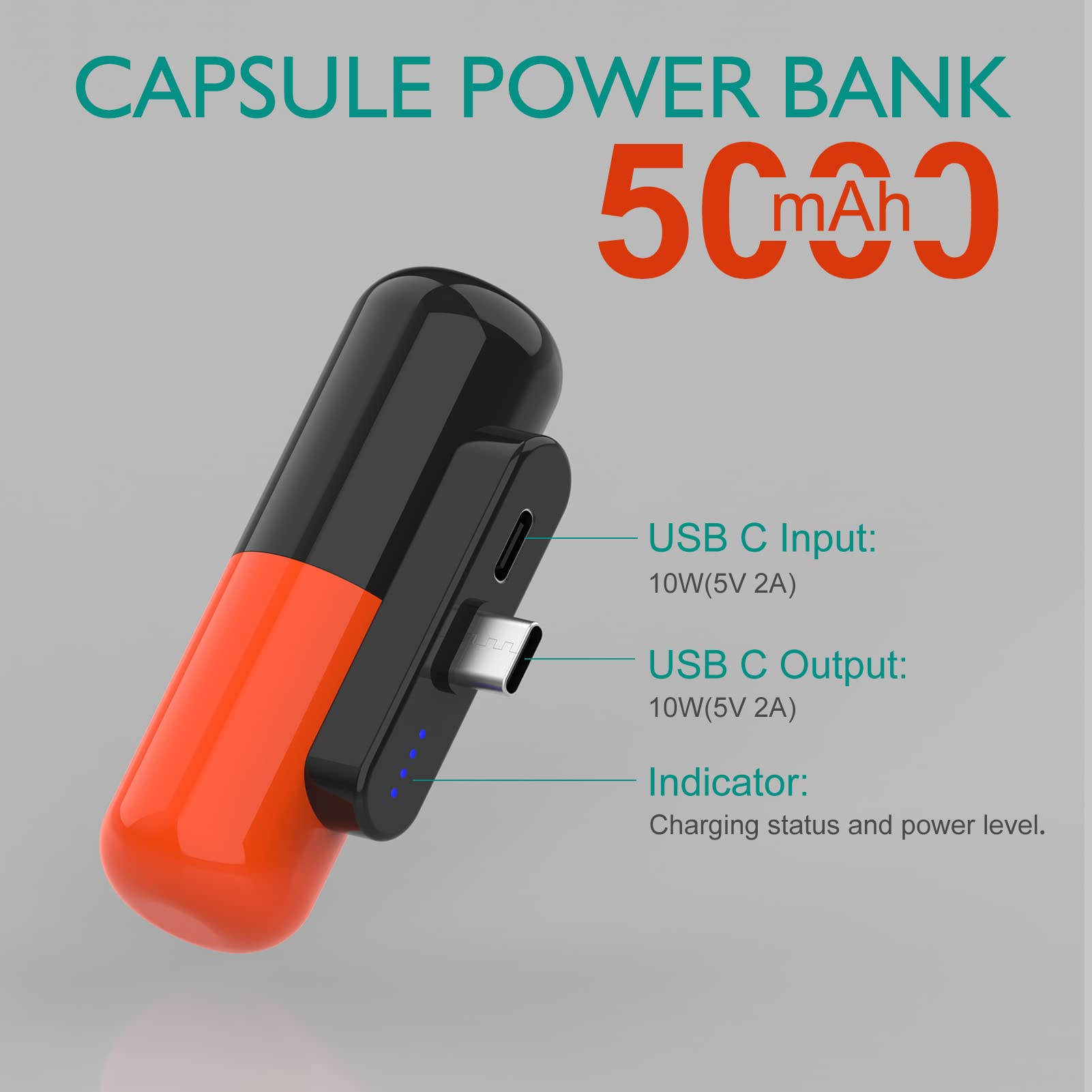 Extra Battery Pack for Meta Oculus Quest 2 Headsets Accessories, Match Elite Strap, Any Strap, Super Lightweight 5000mAh VR Power Bank, Extended 2+ Hour Game Time in Virtual Reality (Orange)
