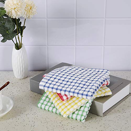 Oeleky Dish Cloths for Kitchen Washing Dishes, Super Absorbent Dish Rags, Cotton Terry Cleaning Cloths Pack of 8, 12x12 Inches
