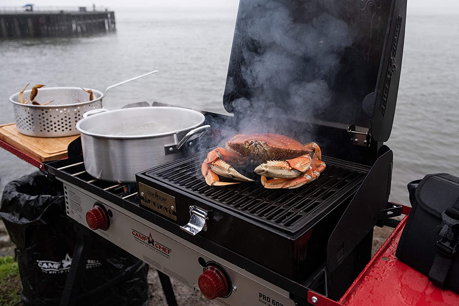 Camp Chef Guy Fieri's Pro 14 Bundle & More - Pro60X Bundle for Outdoor Cooking - Double Burner Stove - 12" Cast Iron Skillet - 1-Burner BBQ Box - Fry Griddle - Chef's Utensil Set