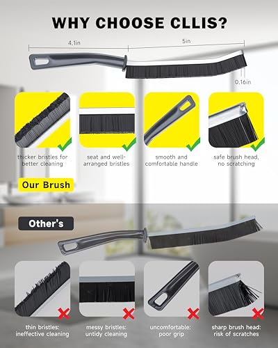 CLLIS 3 Pcs Hard Bristle Crevice Cleaning Brush,Crevice Cleaning Brushes for Household Use, Multifunctional Corner Gap Cleaning Brush Tool Grout Cleaner Brush for Kitchen Bathroom Window Hard Bristled