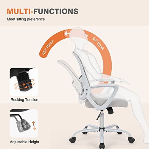 Office Chair, Desk Chair, Managerial Executive Chair, Ergonomic Home Office Desk Chairs, Computer Chair with Comfortable Armrests, Mesh Desk Chairs with Wheels, Mid-Back Task Chair with Lumbar Support