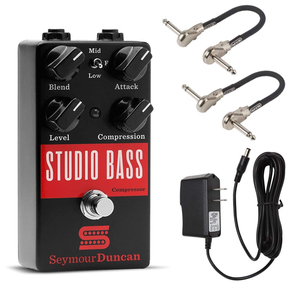 Seymour Duncan Studio Bass Compressor Pedal Bundle with 2 MXR Patch Cables and 9V Power Supply